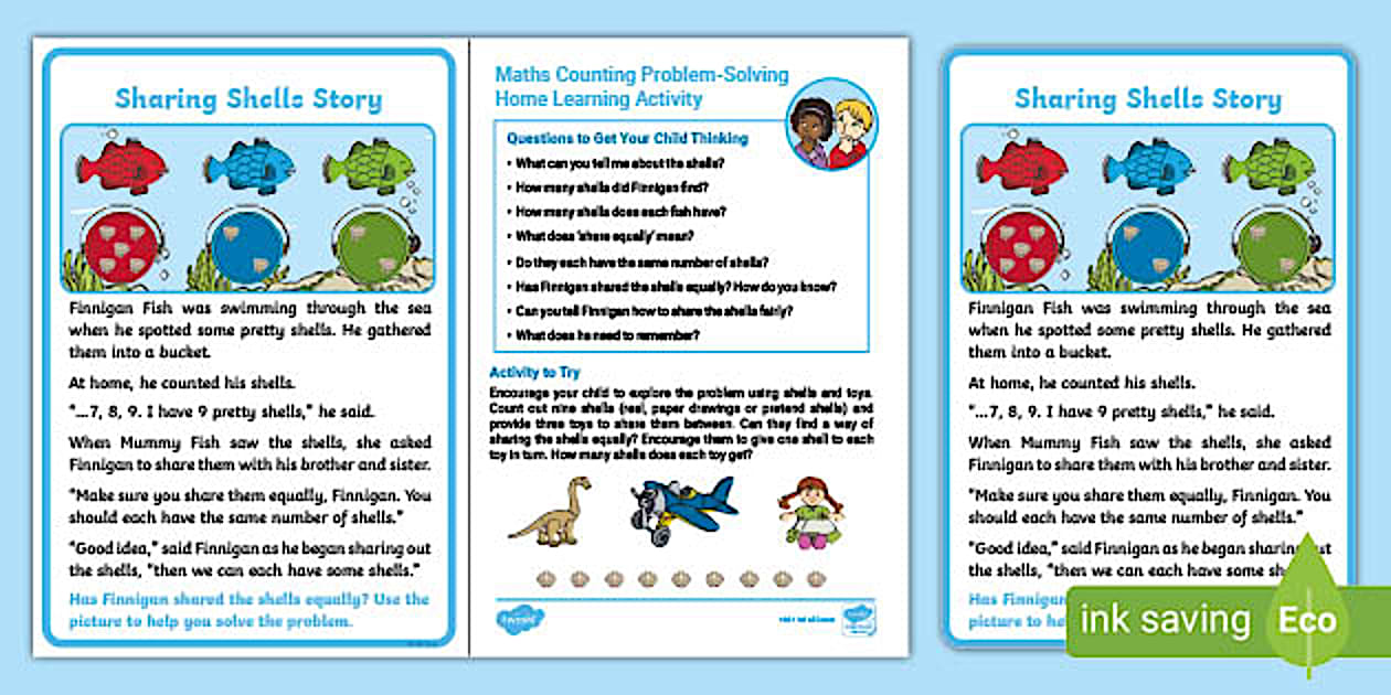 👉 EYFS Maths Problem-Solving Story Sharing Home Learning Task