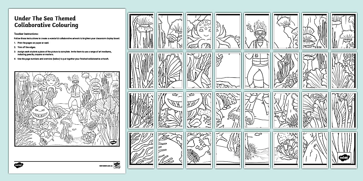 Under the Sea Themed Collaborative Colouring (teacher made)