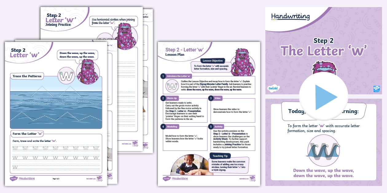 Step 2 Letter w Pack: Joined Handwriting Practice - Twinkl