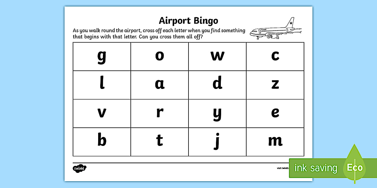 Airport Bingo Worksheet / Worksheet (teacher made) - Twinkl