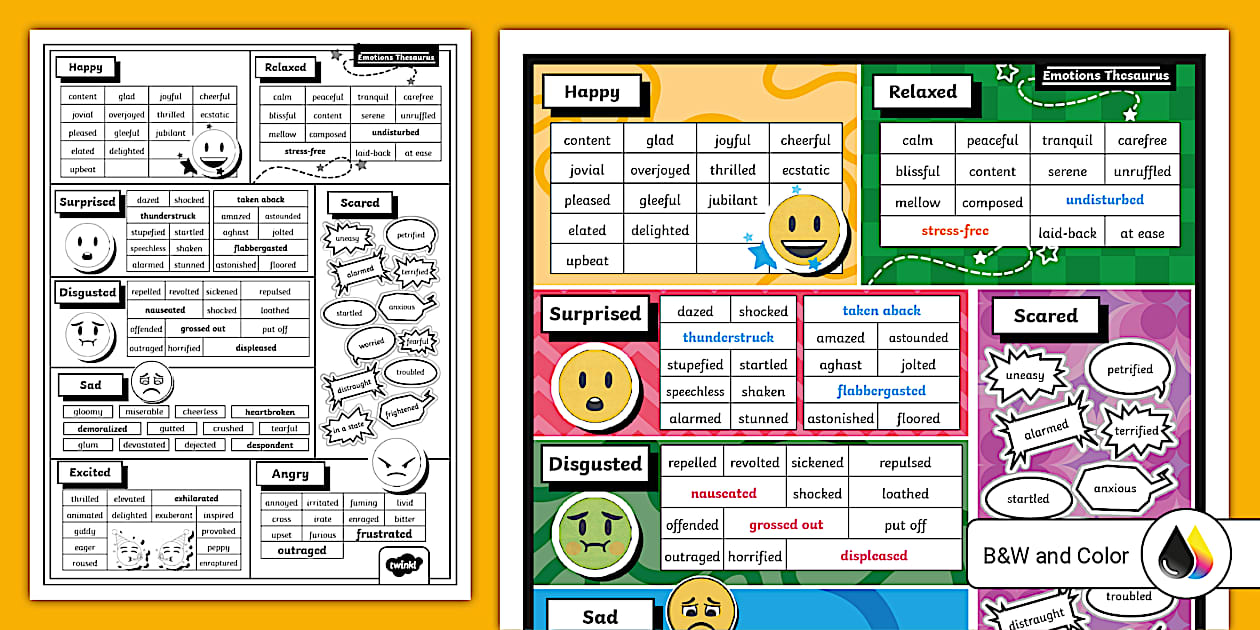 Writing Emotions List | Teaching Resource | Twinkl USA