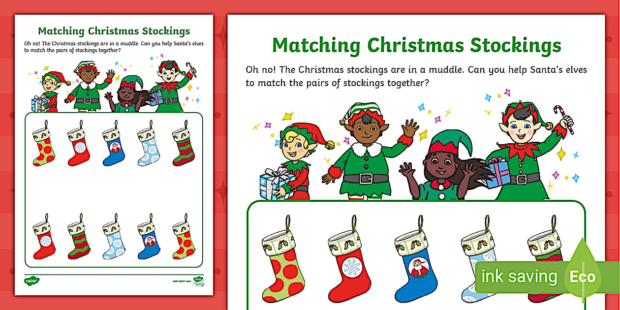 Matching Christmas Stockings Maths Activity Sheet | Twinkl