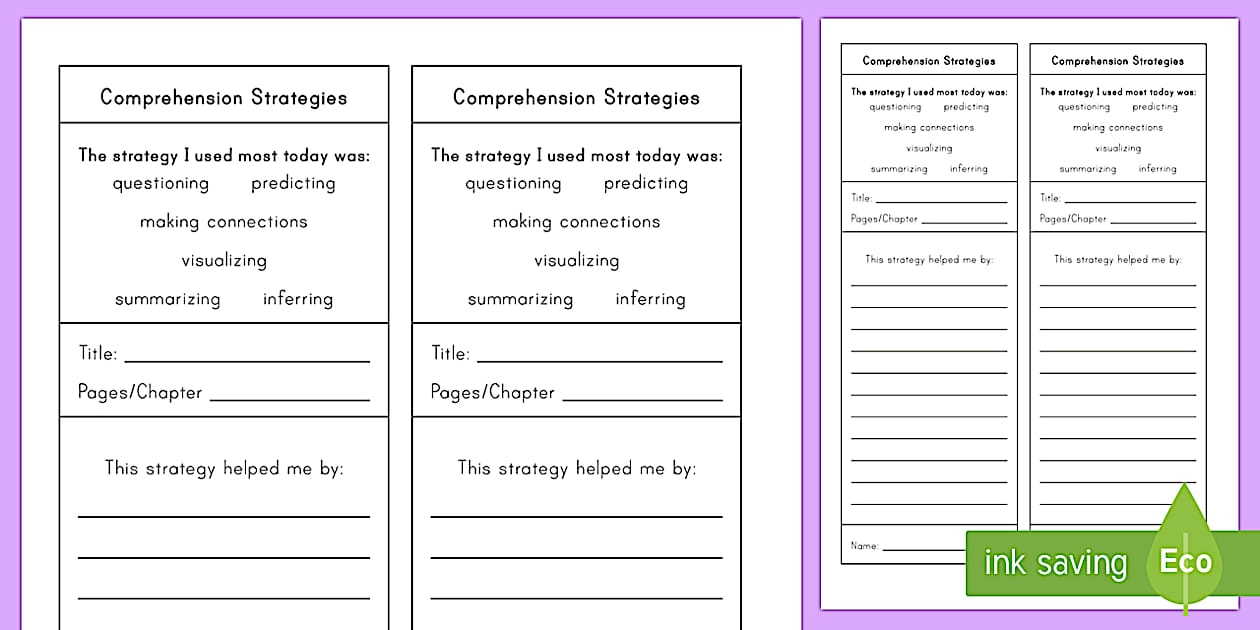 Comprehension Strategies Worksheet (teacher made) - Twinkl