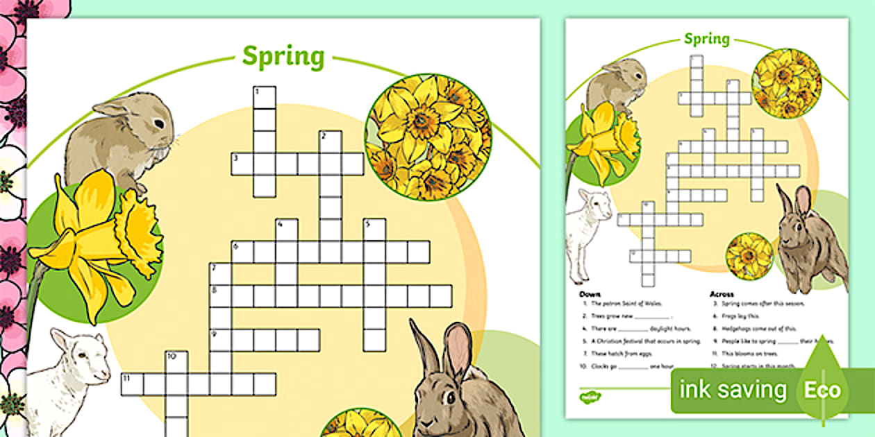 First Signs of Spring Crossword | Seasonal Puzzle - Twinkl