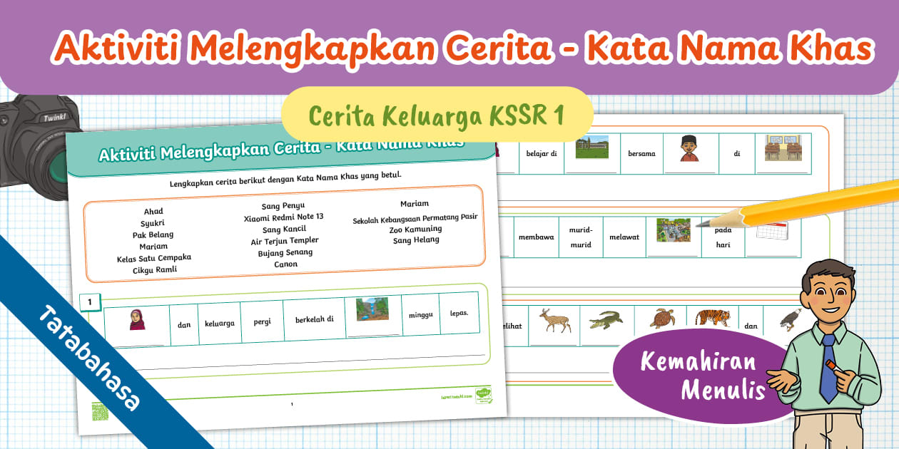 Aktiviti Melengkapkan Cerita - Kata Nama Khas