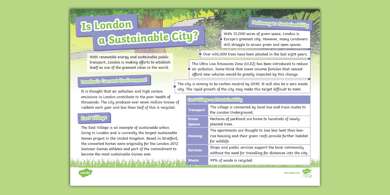 Sustainable City London Fact File | Twinkl Geography | KS2
