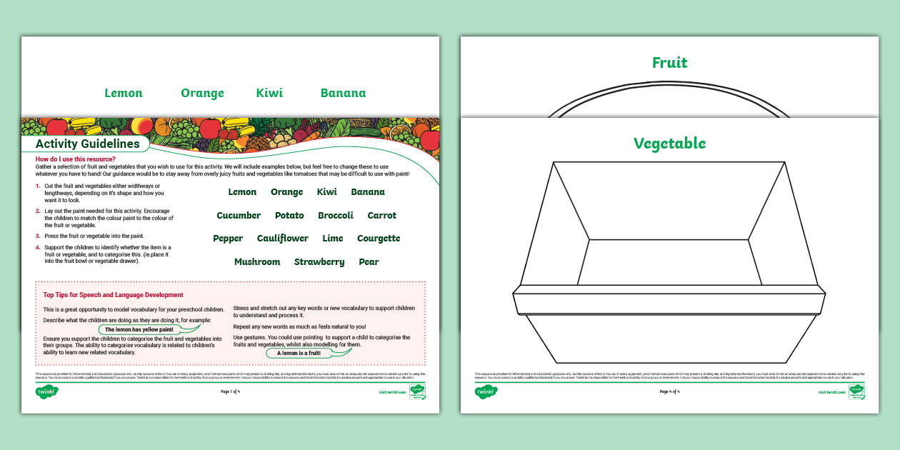 Fruits and Vegetables Print and Press Craft Activity