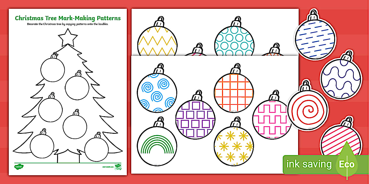 Christmas Tree Mark-Making Patterns Activity | Twinkl
