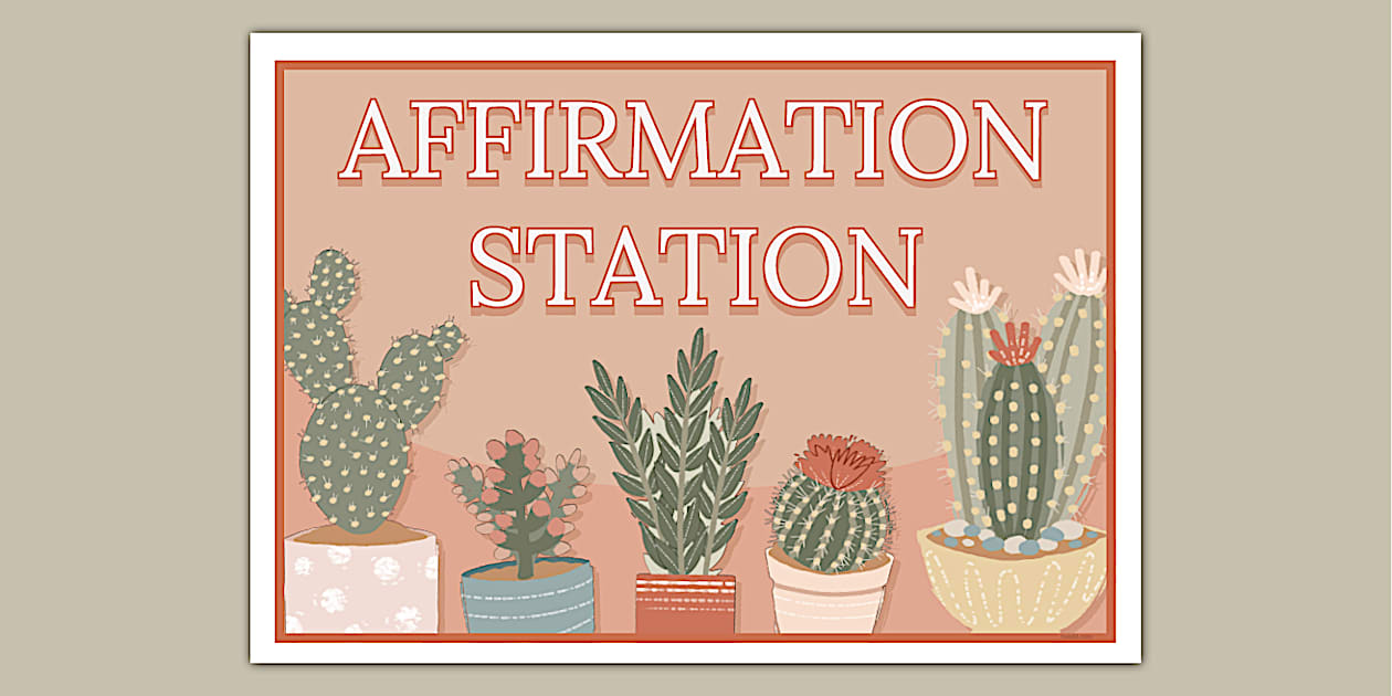 Succulents-Themed Affirmation Station Display Poster