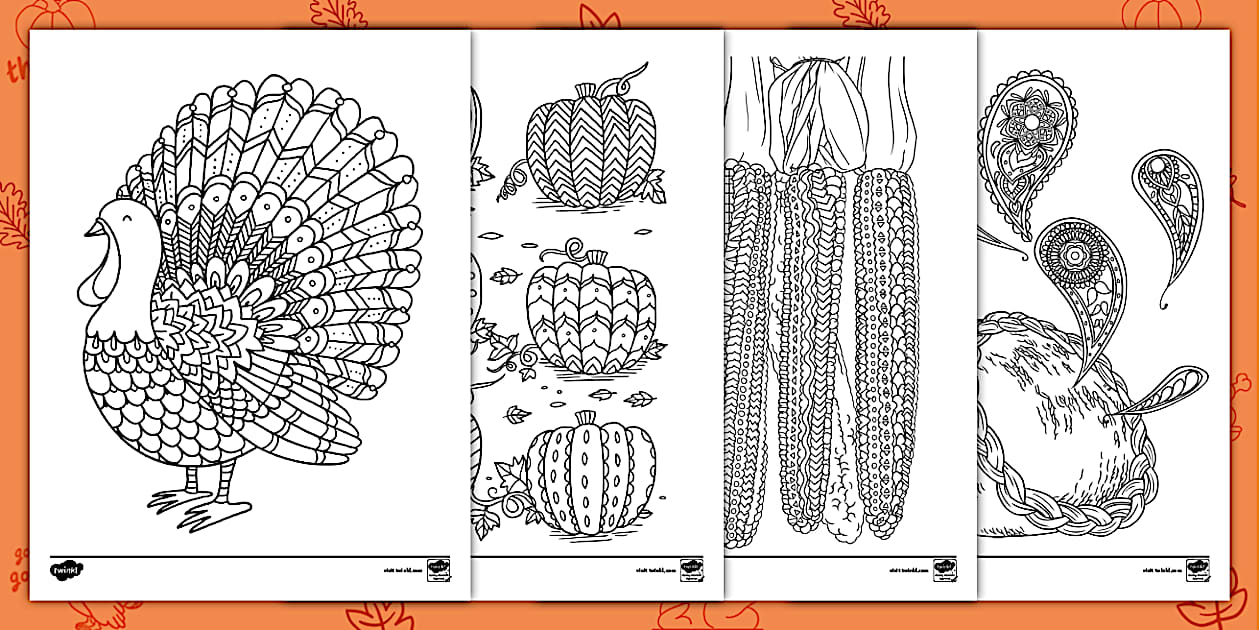 Thanksgiving Mindfulness Coloring Pages | Twinkl