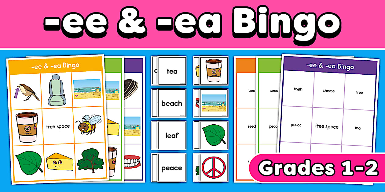 -ee and -ea Bingo Game for 1st-2nd Grade