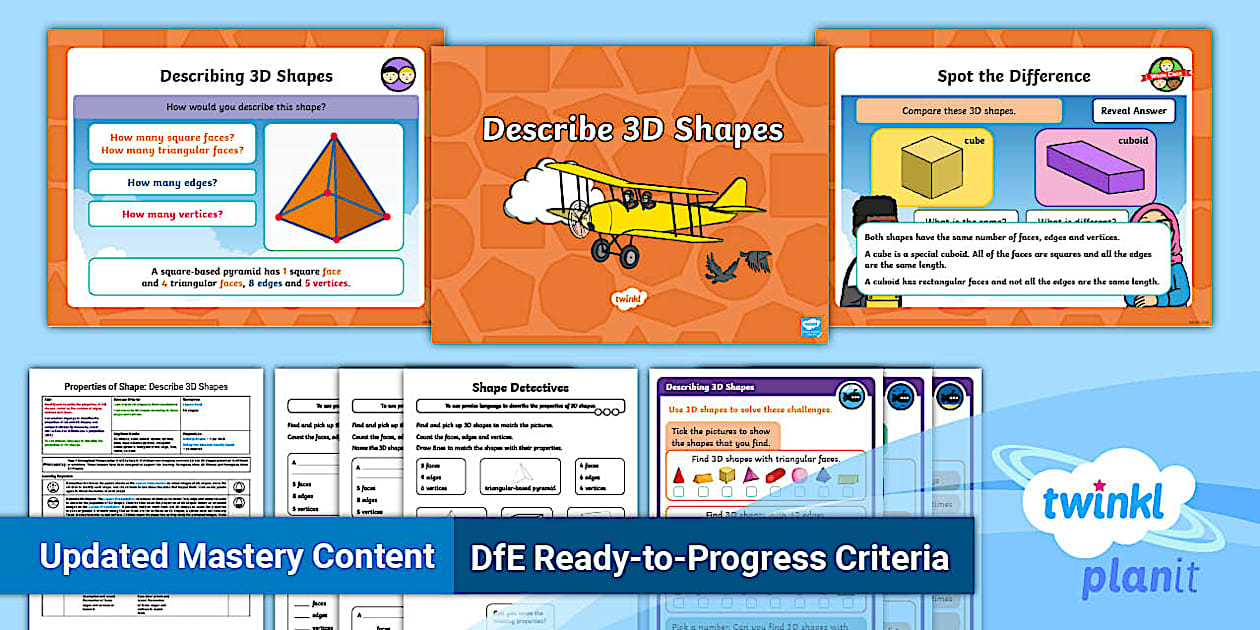 👉 Y2 Describe 3D Shapes PlanIt Maths Lesson 2 - Twinkl