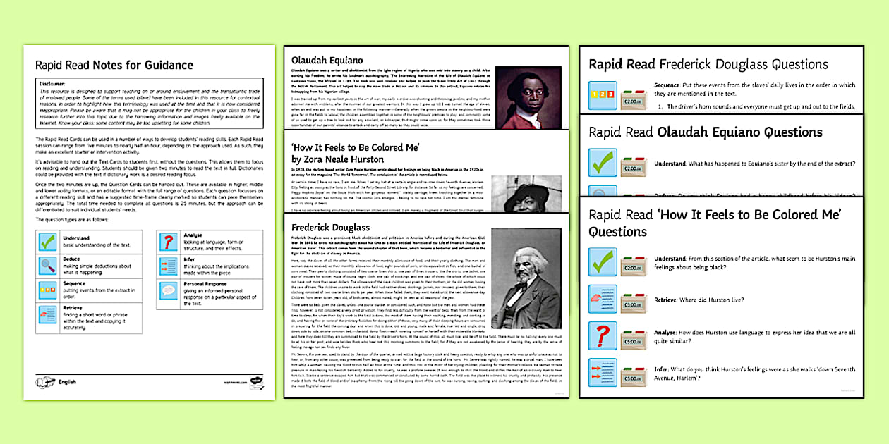 Black History Month Rapid Reads Activity Pack (teacher made)