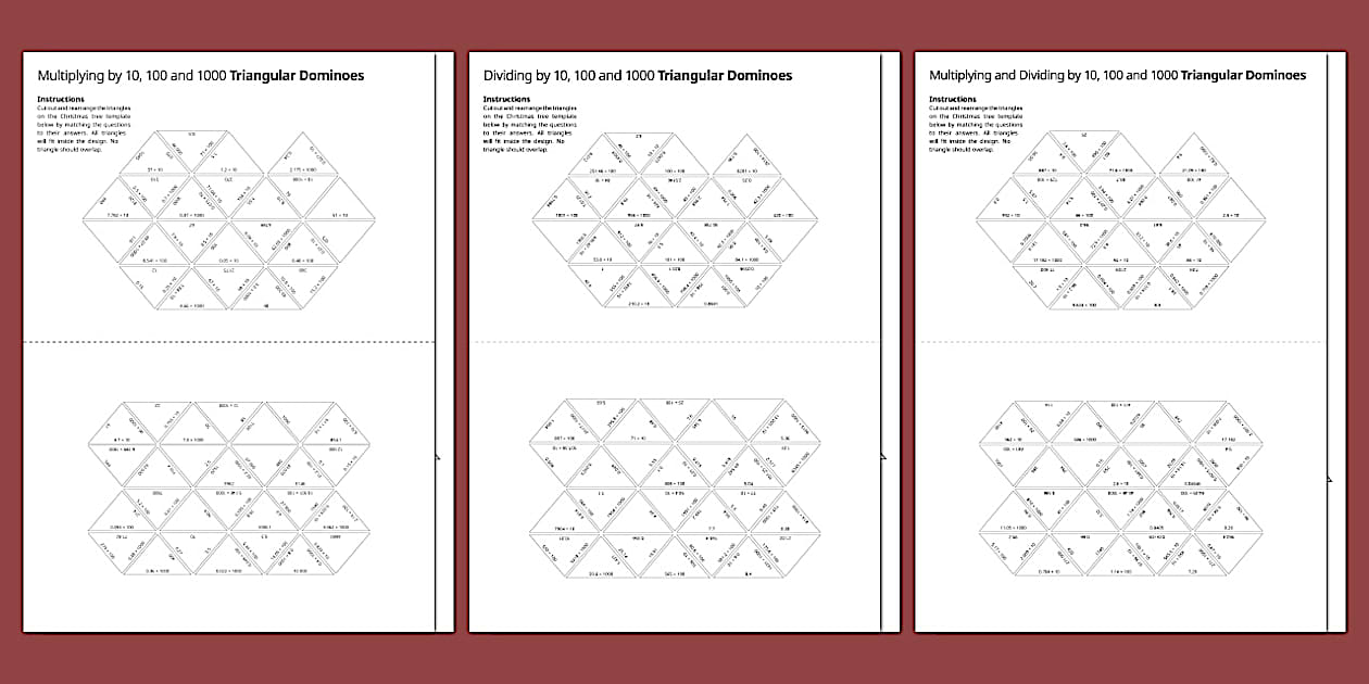 Christmas Multiplication and Division Triangular Dominoes