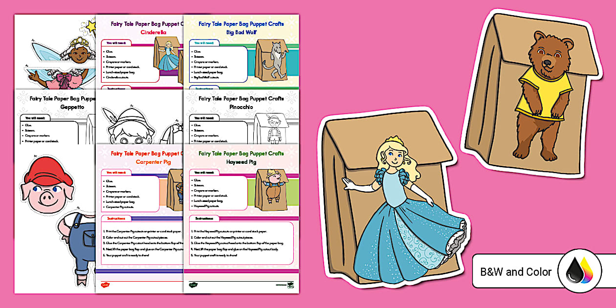 Fairy Tale Paper Bag Puppet Crafts (teacher made) - Twinkl