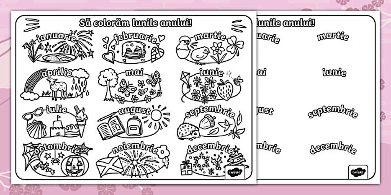 Lunile anului – Desene de colorat (Teacher-Made) - Twinkl