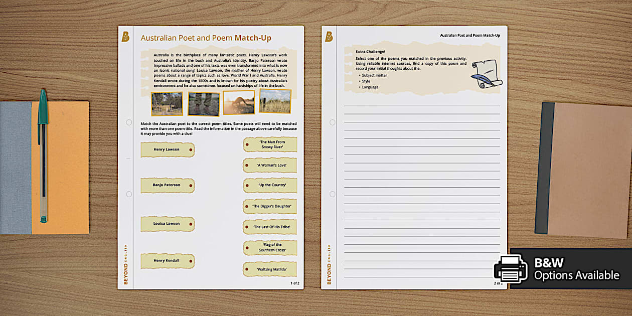 Australian Poet and Poem Match-Up (teacher made) - Twinkl