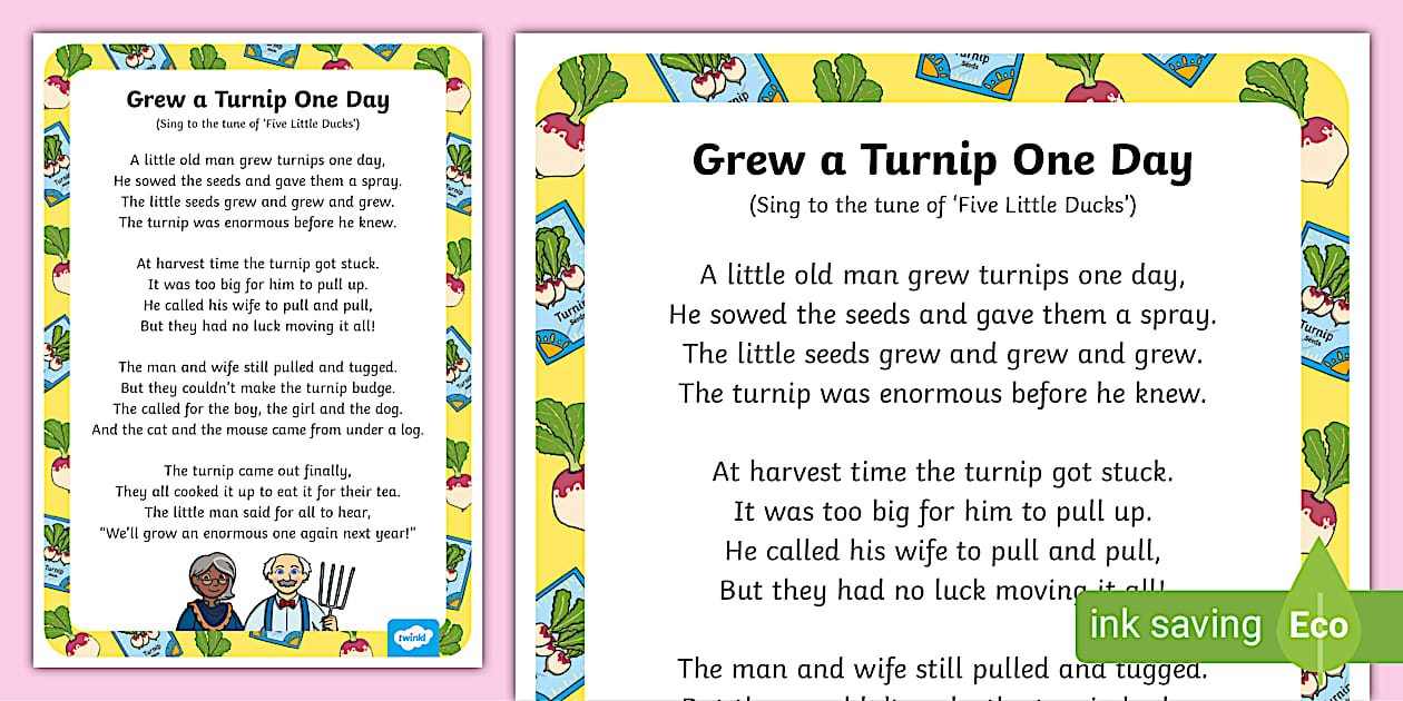 Grew a Turnip One Day Song (teacher made) - Twinkl