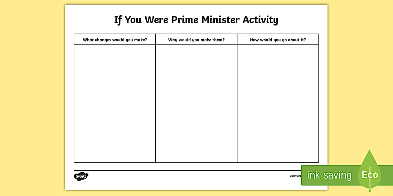 If You Were Prime Minister Worksheet / Worksheet - Twinkl