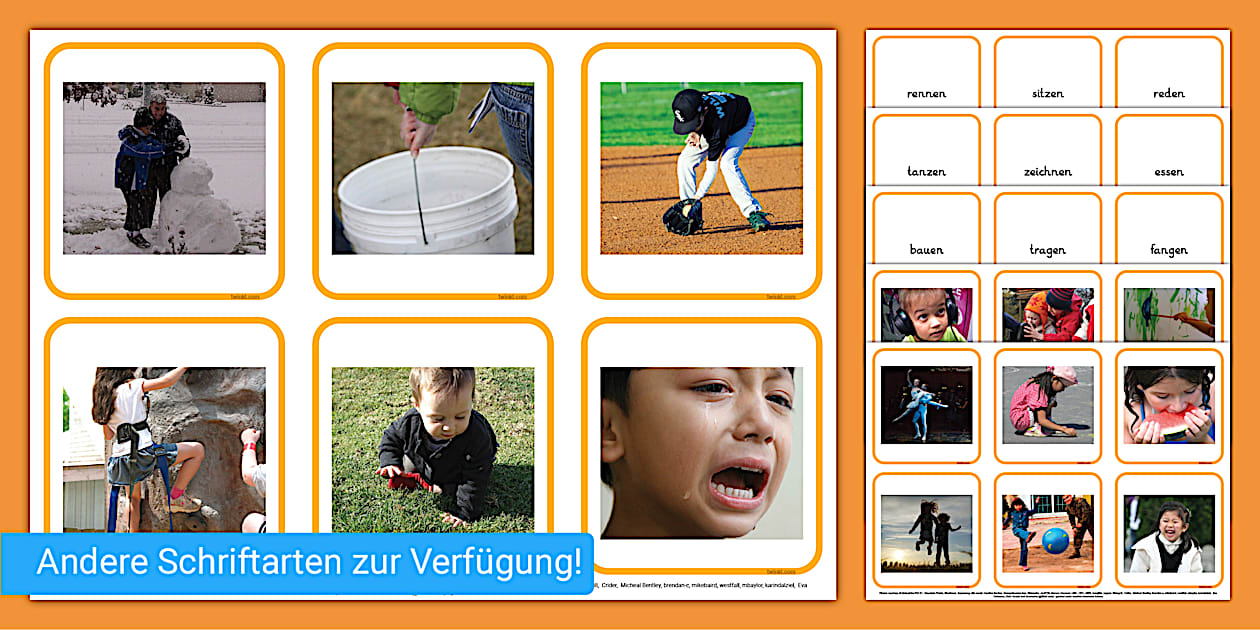 Verben Bild- und Wortkarten