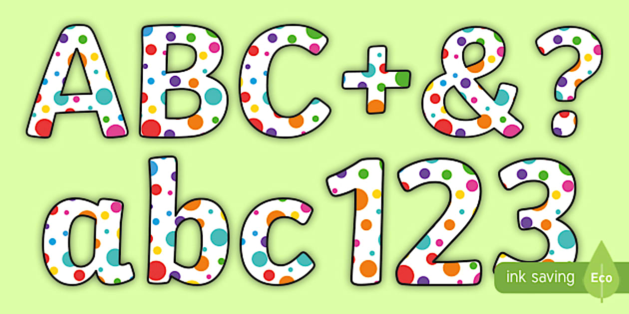 Multicoloured Polka Dot Display Lettering Lowercase - display