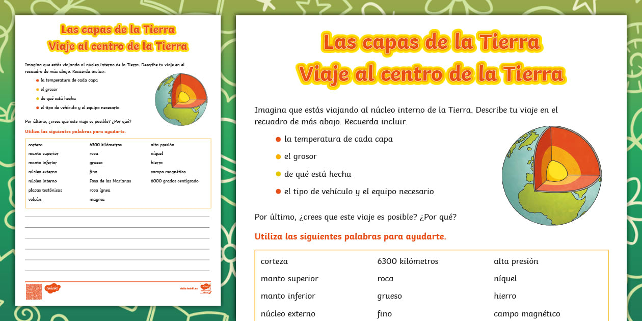 Ficha de las capas de la tierra - Twinkl