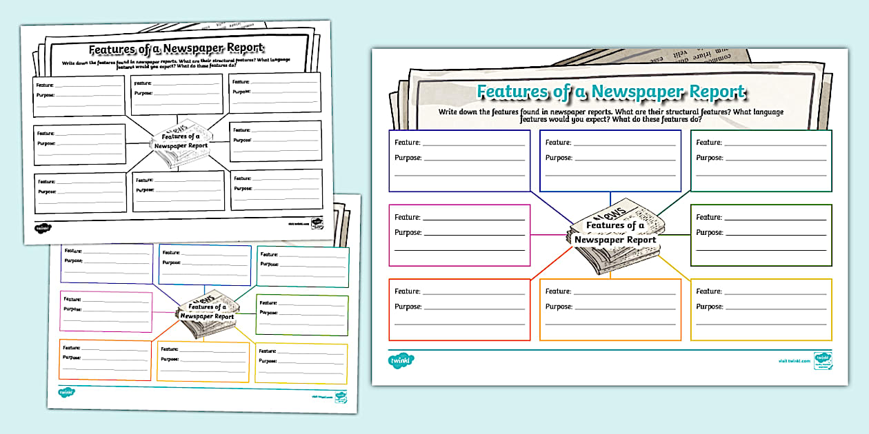 KS2 Features of a Newspaper Report Mind Map (teacher made)