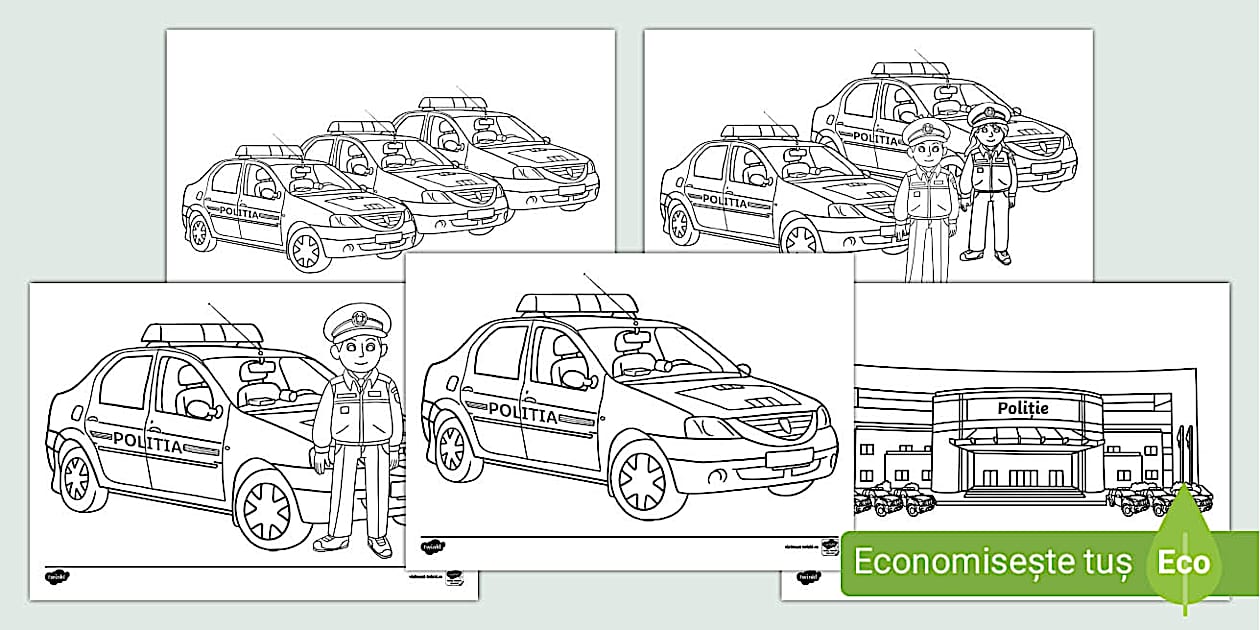 Mașina de poliție – Desene de colorat - Twinkl