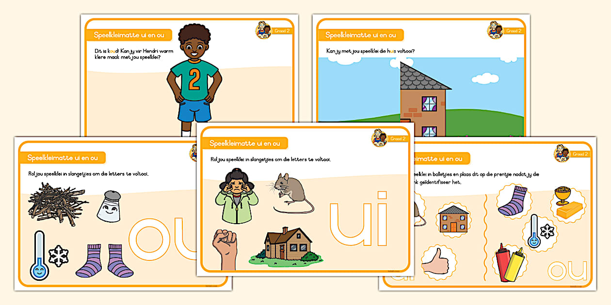 Graad 2 Klanke Speelkleimatte ui, ou (Teacher-Made) - Twinkl