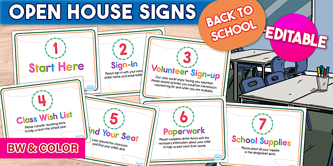 Editable Open House Signs (teacher made) - Twinkl