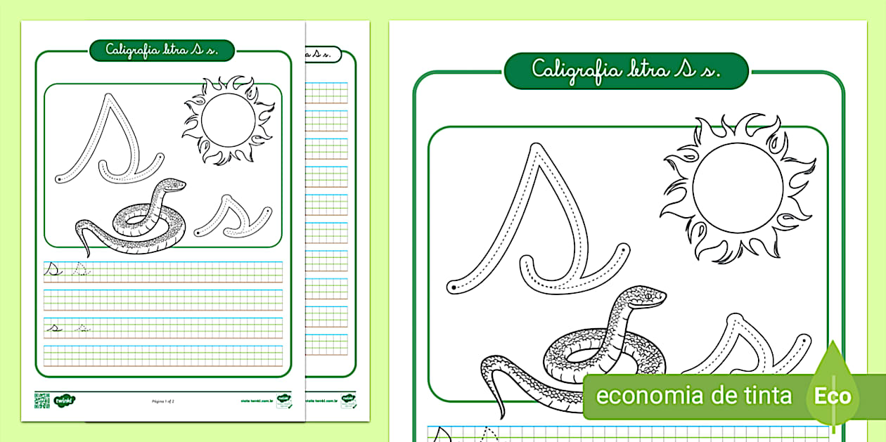 Folhas de caligrafia - Letra S (creat de profesori) - Twinkl