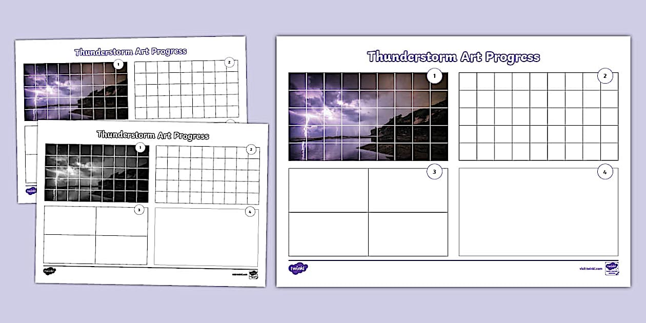 Thunderstorm Art Progress Template (Teacher-Made) - Twinkl