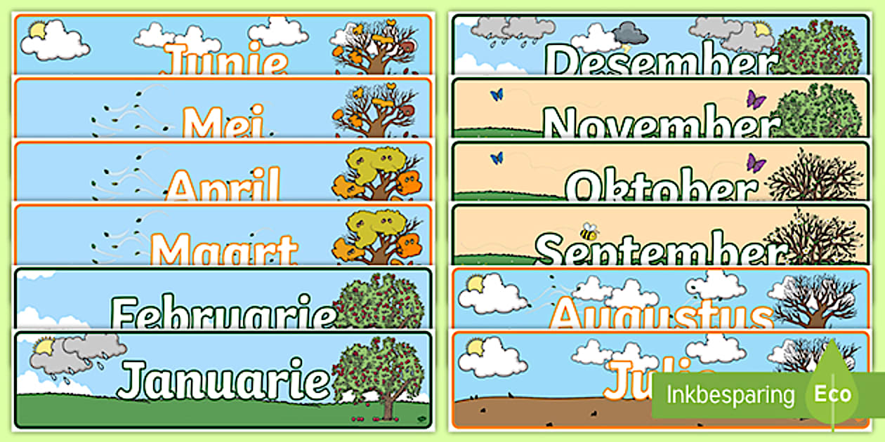 Maande Van die Jaar Vertoon Baniere (teacher made) - Twinkl