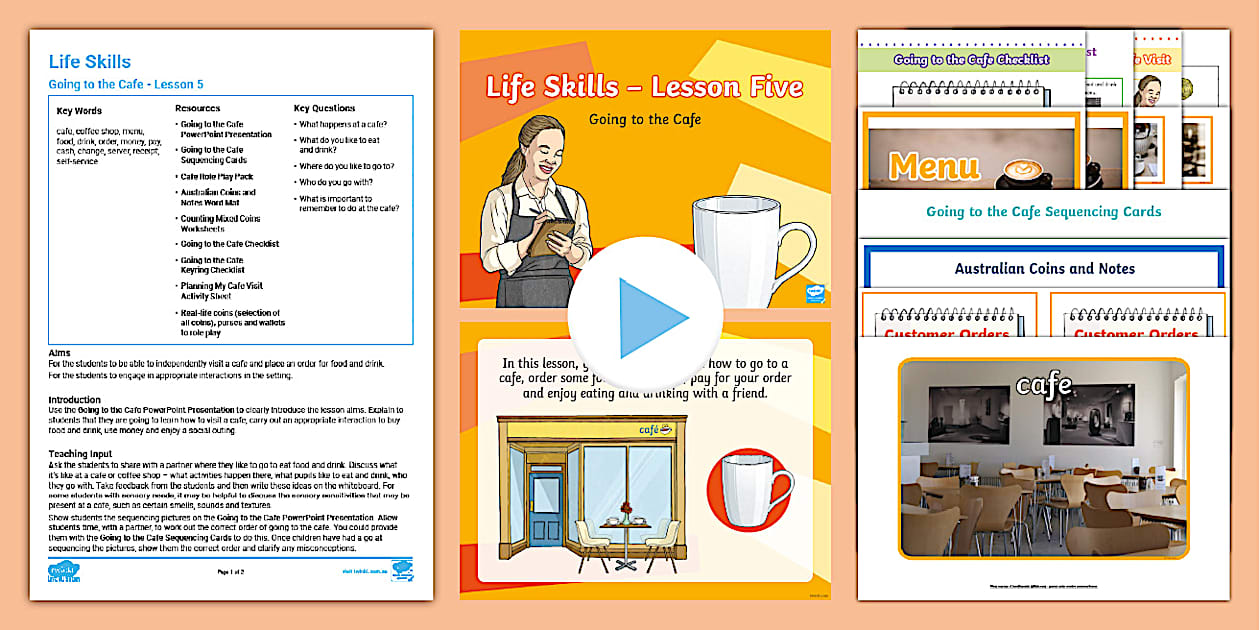 Life Skills Lesson 5 - Going to the Cafe (teacher made)