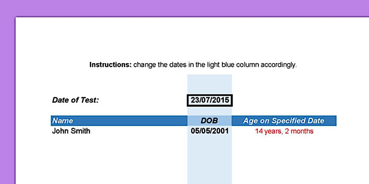 Age Calculation for Standardized Scores (Teacher-Made)