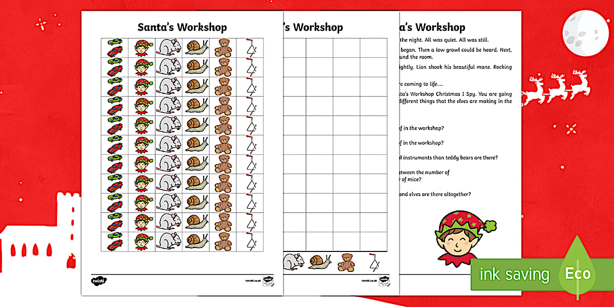 KS1 Santa's Workshop Alphabet Worksheet / Worksheet - Twinkl