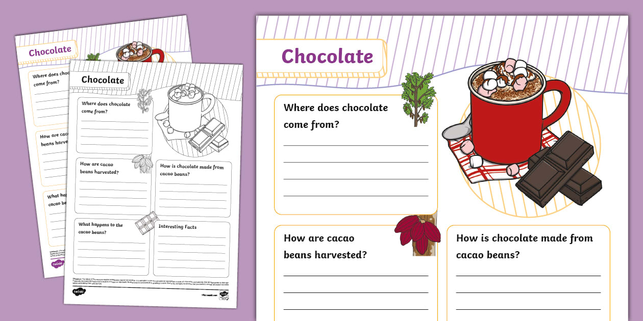Chocolate Fact File Template (teacher made) - Twinkl