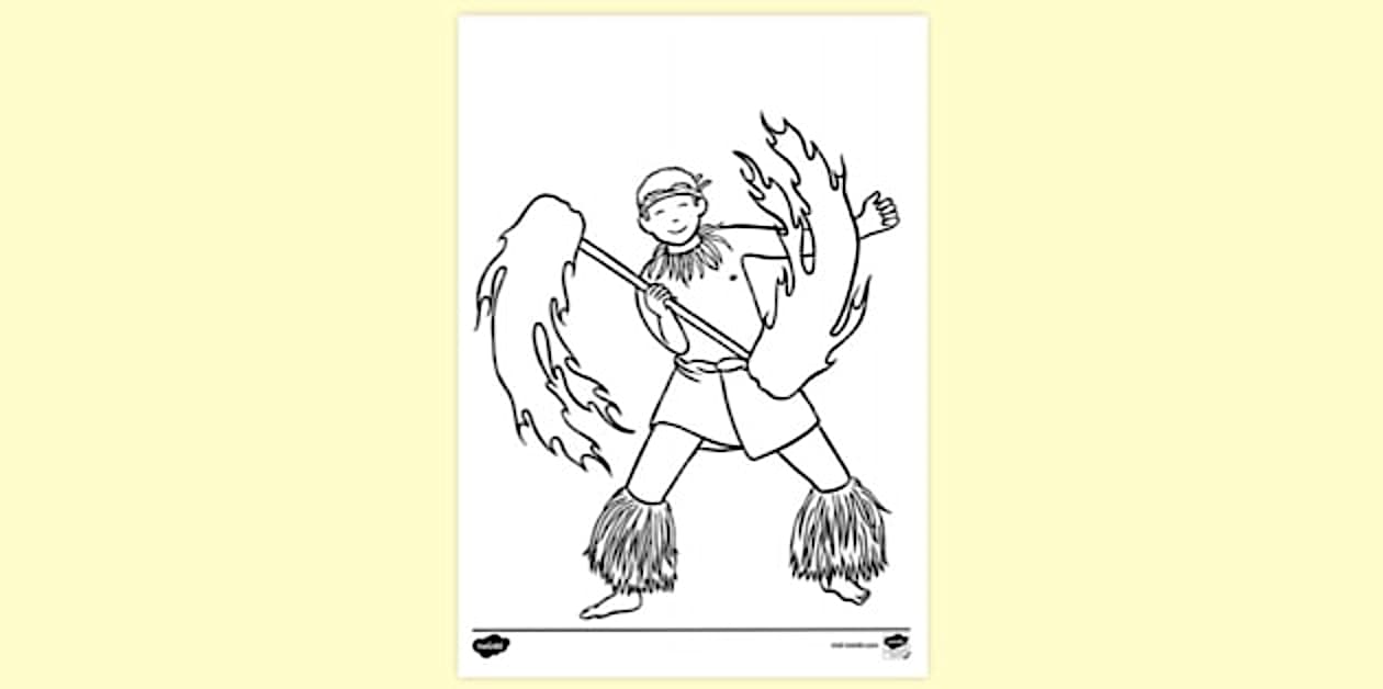 Samoa Fire Dance Colouring Activity | Twinkl NZ Resources