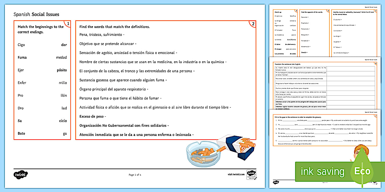 Social Issues Activity Mat Spanish (teacher made) - Twinkl