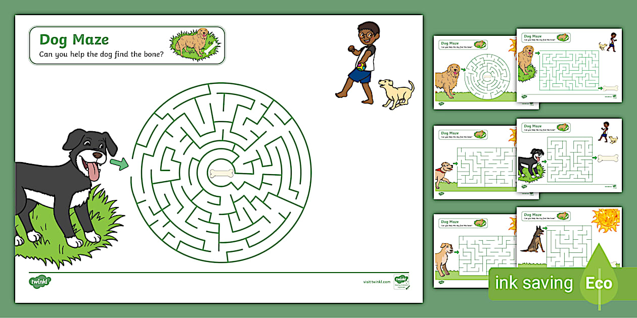 Free Dog Maze Activity Worksheets for Kids: Download now!