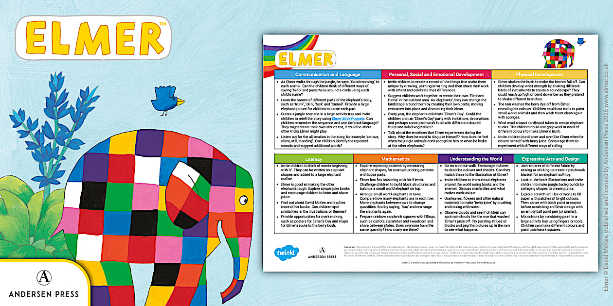 FREE! - EYFS Reception Topic Planning Web: Elmer - Twinkl