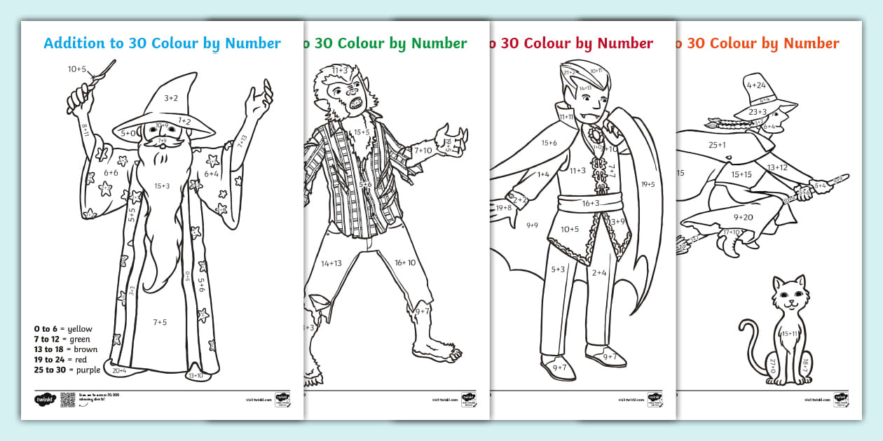 Halloween-Themed Colour by Addition (teacher made) - Twinkl