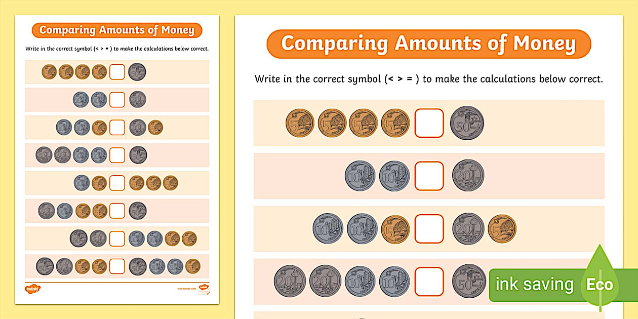 *Singapore Comparing Amounts of Money Activity*