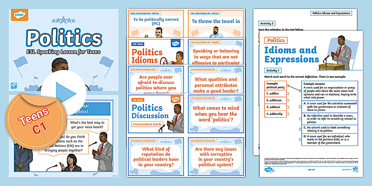 ESL Politics Speaking Lesson Pack [Teens, C1] (teacher made)