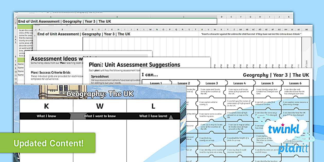Geography: The UK Year 3 Unit Assessment Pack (teacher made)
