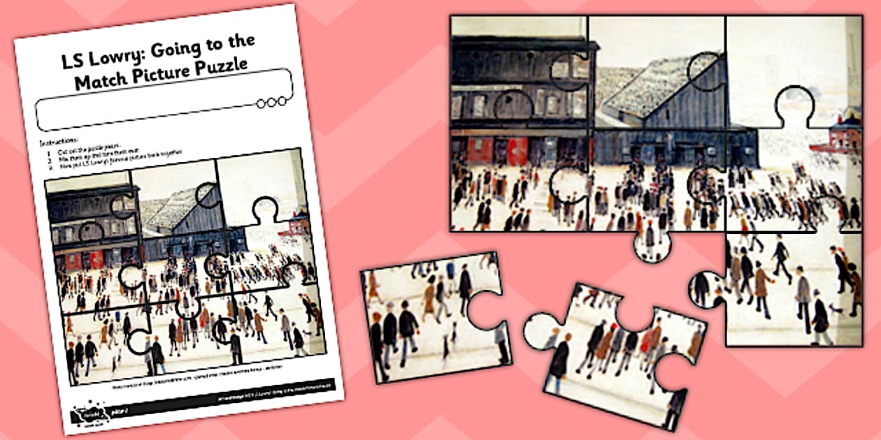 Editable LS Lowry Going to the Match Picture Puzzle - Twinkl