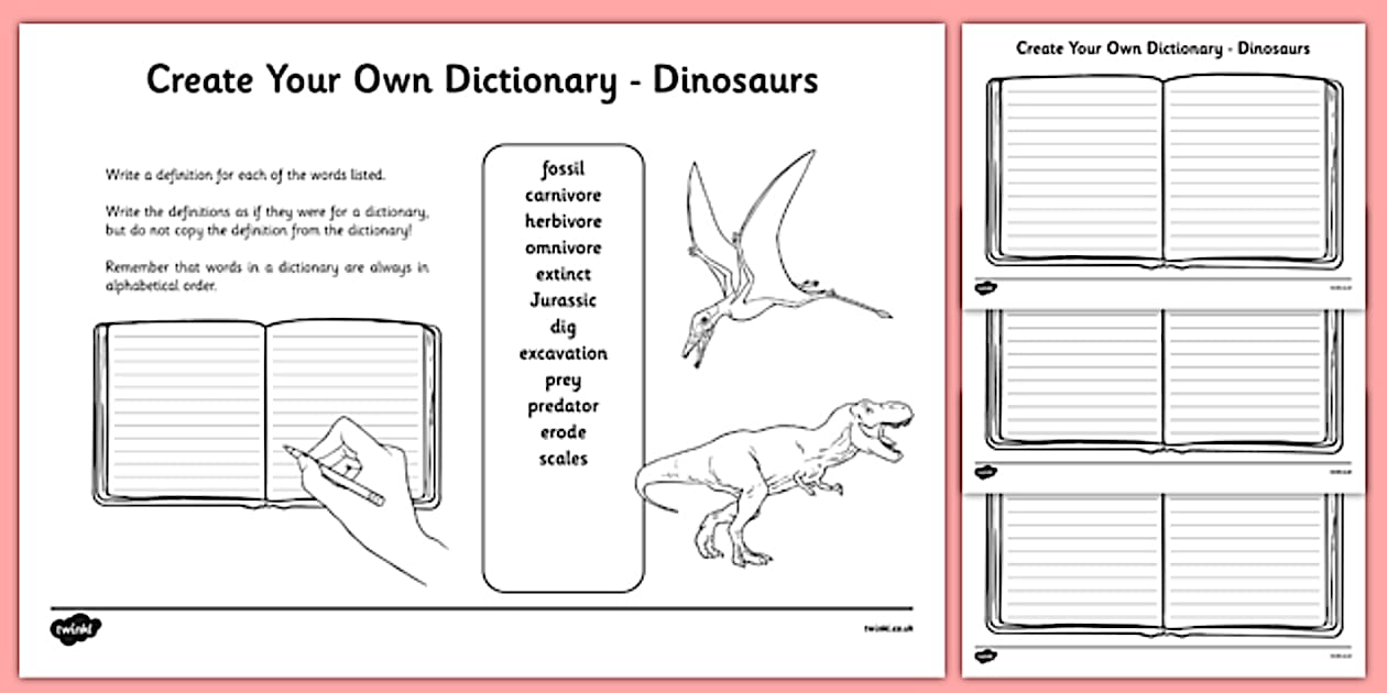 Editable Dinosaurs Key Vocabulary Create Your Own Dictionary