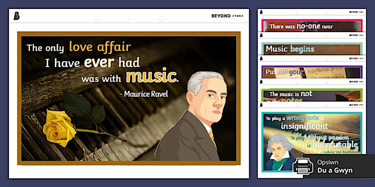 Beyond Cymru: Inspirational Music Quotes Display Posters