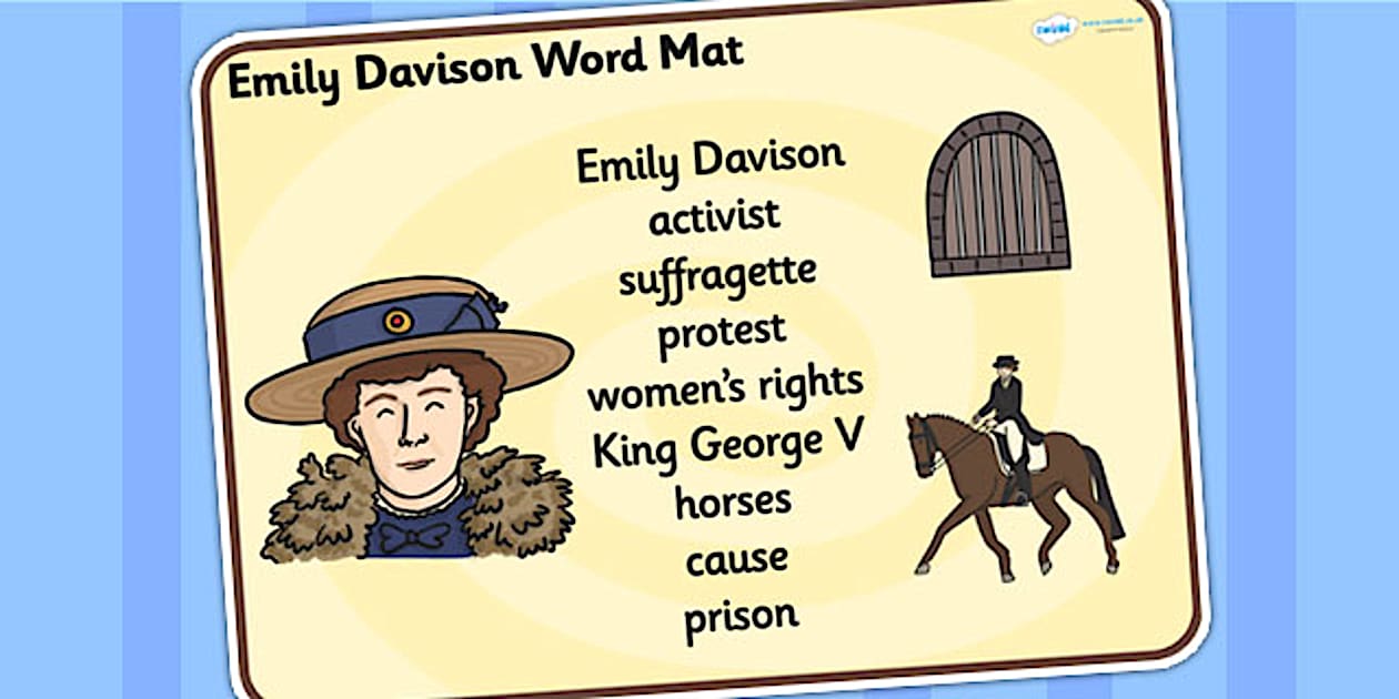 Emily Davison Word Mat (teacher made) - Twinkl