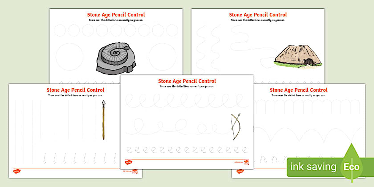 Cursive Stone Age Pencil Control Worksheets (teacher made)